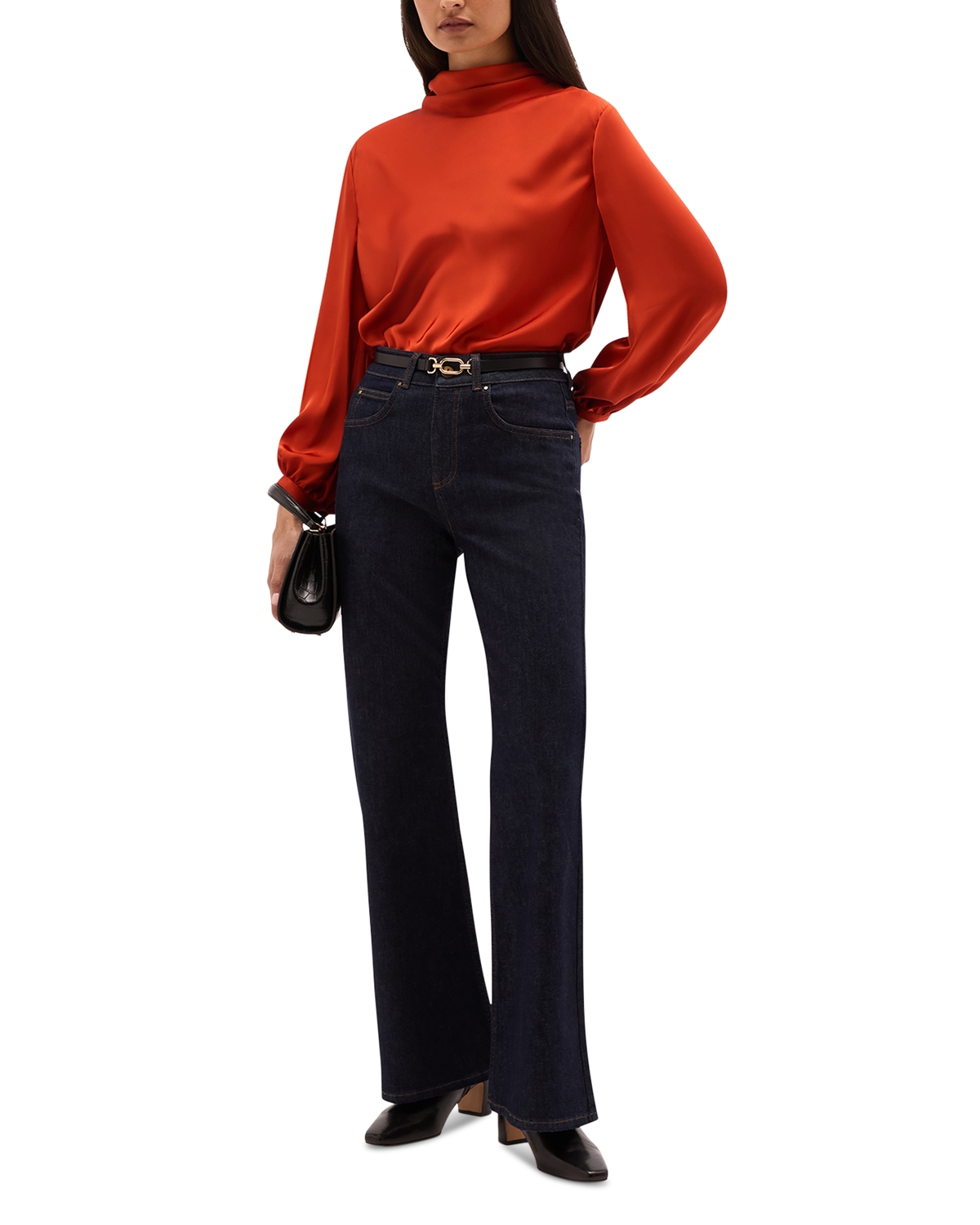 HOBBS LONDON Hobbs London High Cowl Neck Satin Blouse